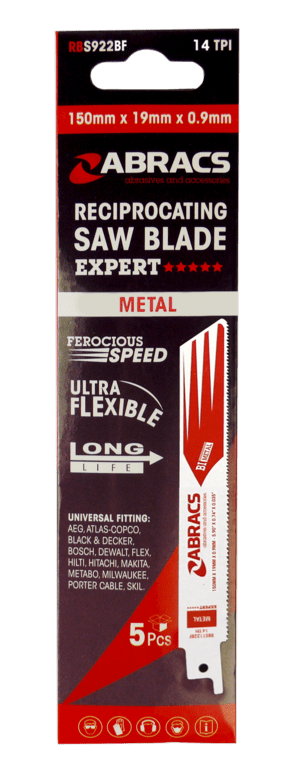 Abracs Reciprocating Saw Blade Pack 5 - 150 x 19 x 0 9mm