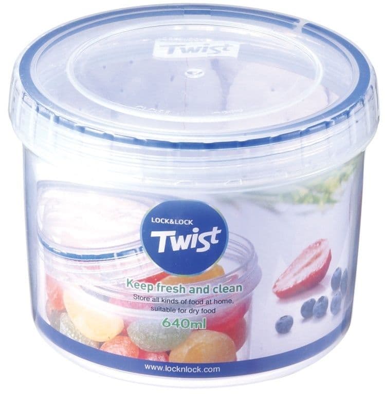 Locknlock Round Food Storage Container with Twist Lid - 640ml 115 x 90mm
