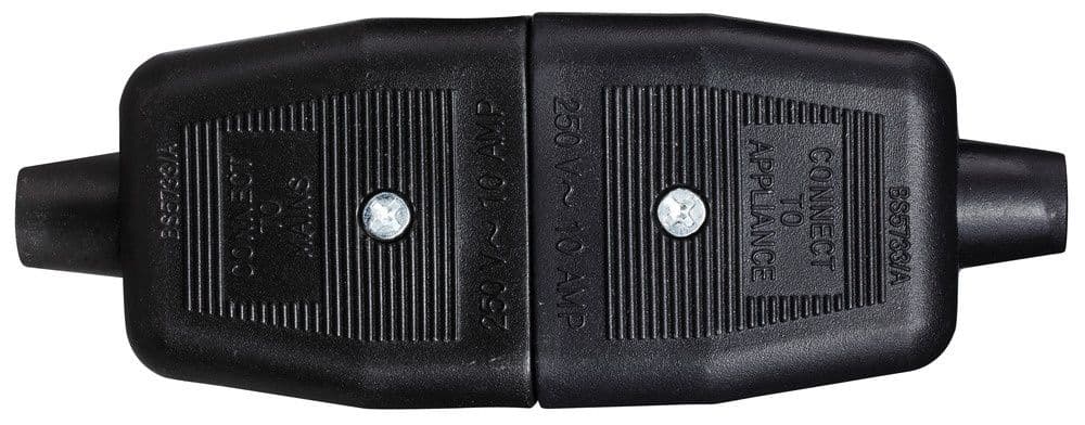 Masterplug 2 x 10 Amp 2 Pin Heavy Duty Rev Connector - Black