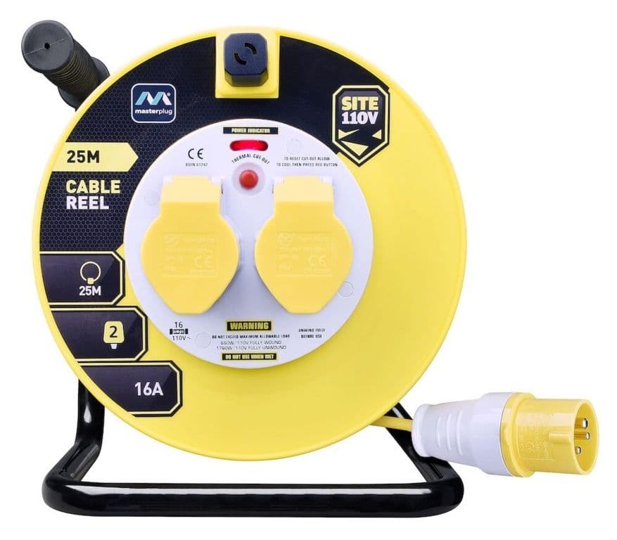 Masterplug Cable Reel 2 Gang - 25m / 100v