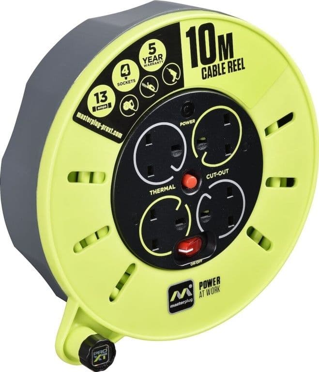 Masterplug Pro XT Cable Reel - 10m / 4 Gang