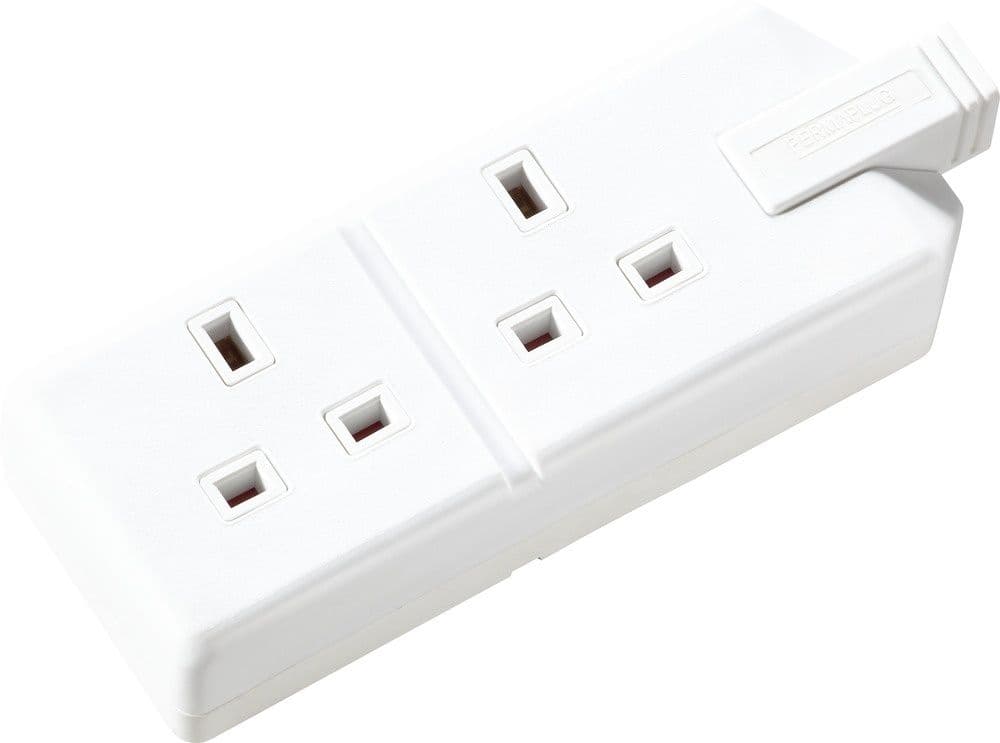 Masterplug Twin Extension Socket - White
