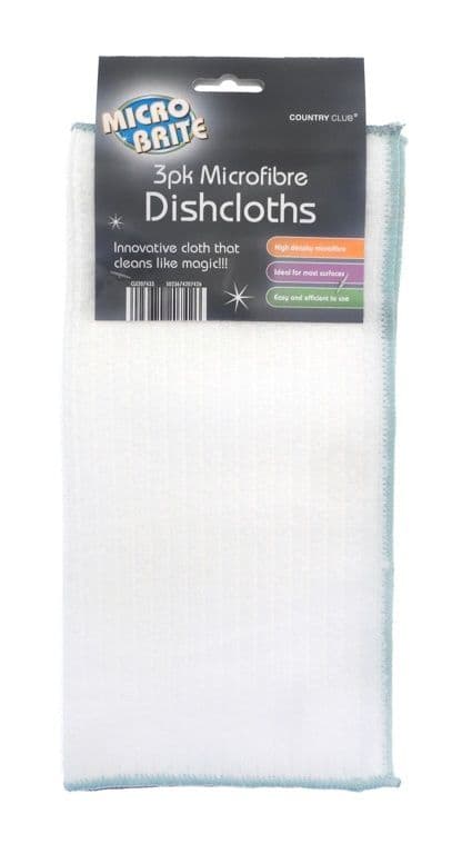 Micro Brite Microfibre Dish Cloths - Pack 3