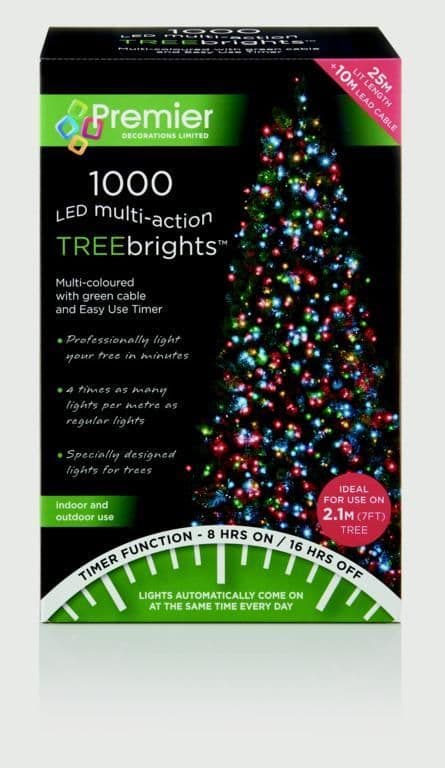 Premier 1000 LED Multi Action Treebrights With Timer - Multi/Green