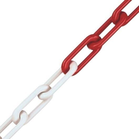 Securit Short Link Plastic Chain Red/White - 8mm x 5m