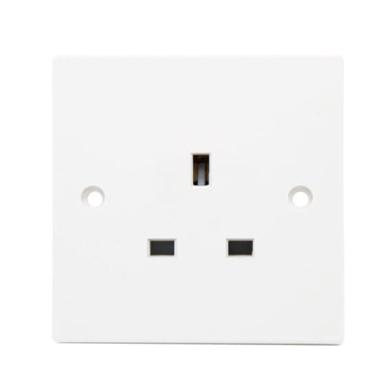 Securlec 1 Gang Unswitched Socket - Square Edge