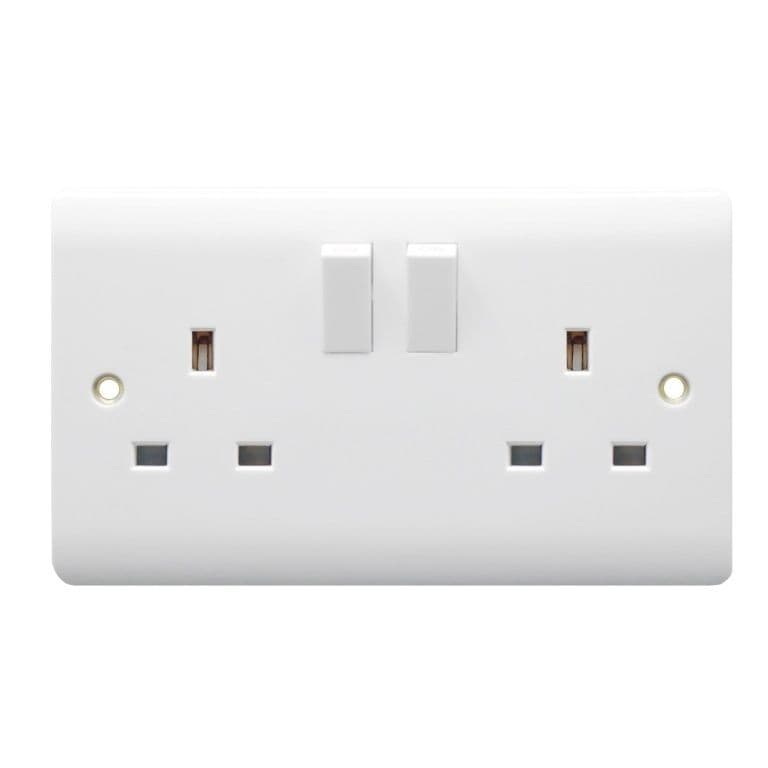 Securlec 2 Gang Switched Socket Double Pole - Round Edge
